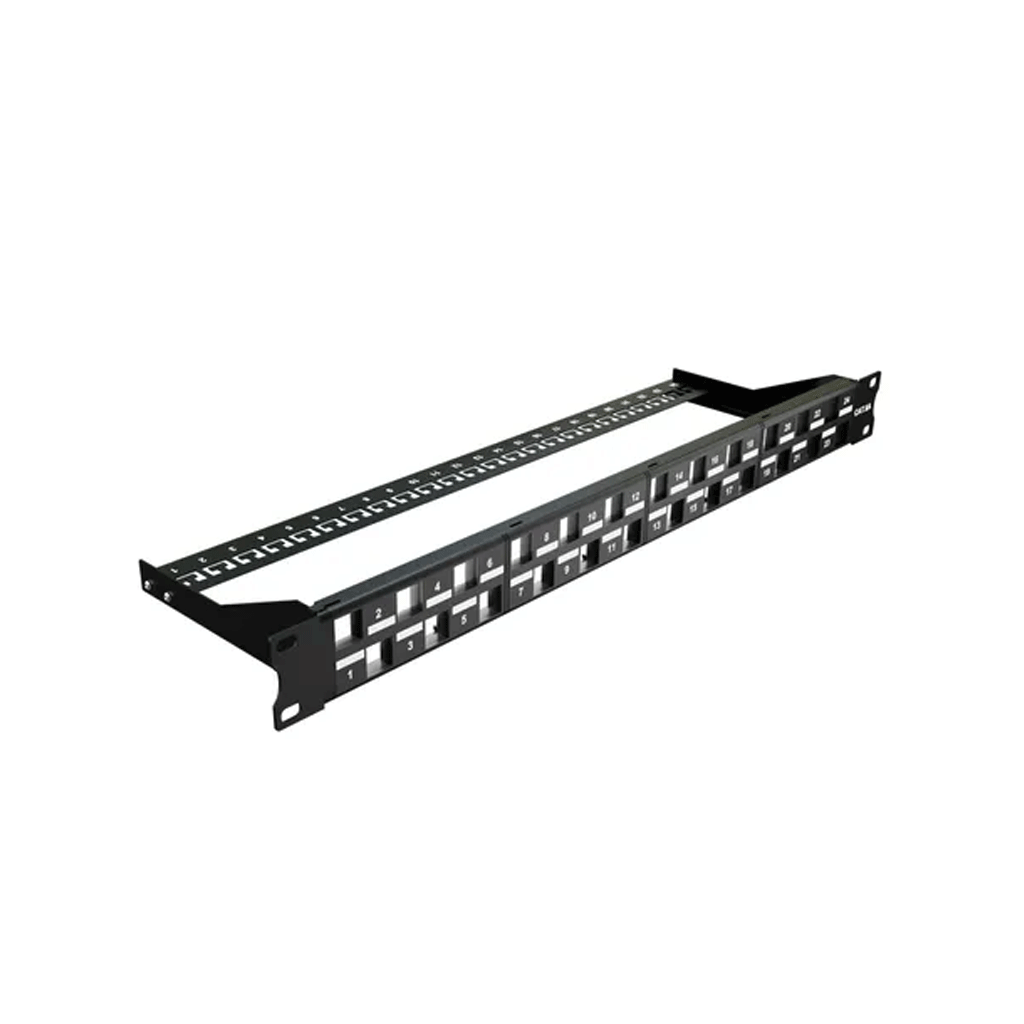 CERTECH 1RU 19" 24 Port Unloaded Staggered Patch Panel, with Rear Supp ...
