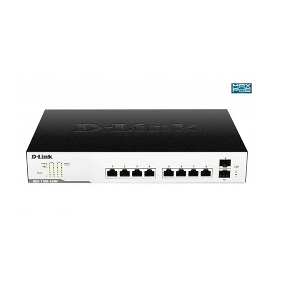 DLINK - 8 PORT METAL GIGABIT POE SWITCH WITH 2 X SFP PORTS (130 WATTS ...